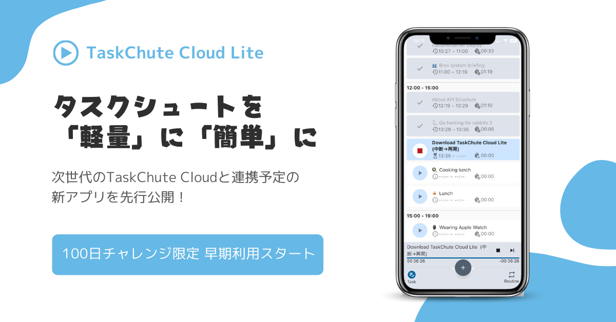 2023年9月2日〜 先送りせずにすぐやる人に変わる 100日チャレンジ 第五期（TaskChute Cloud Lite編） - 一般社団法人タスクシュート協会公式サイト